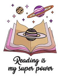 Reading Is My Super Power Embroidery Design | EmbroideryDesigns.com