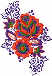 Decorative Kali Flowers Embroidery Design | EmbroideryDesigns.com