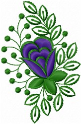 Kali Flower & Outline Leaves Embroidery Design | EmbroideryDesigns.com