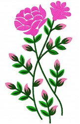 Pink Rose Blooms Embroidery Design | EmbroideryDesigns.com