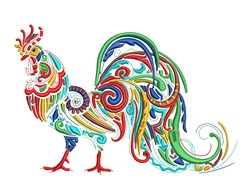 Colorful Rooster Embroidery Design | EmbroideryDesigns.com