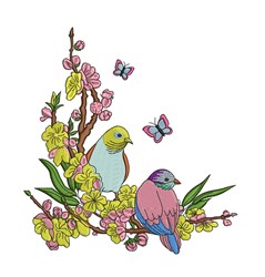 Flower Birds Embroidery Design | EmbroideryDesigns.com