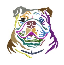 Colorful Bulldog Embroidery Design | EmbroideryDesigns.com
