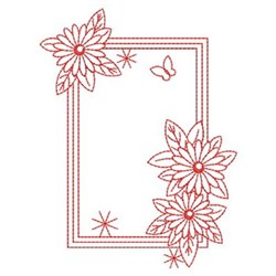 Redwork Floral Rectangle Embroidery Design | EmbroideryDesigns.com
