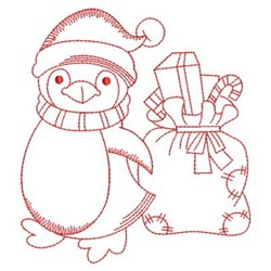 Redwork Penguin Embroidery Design | EmbroideryDesigns.com