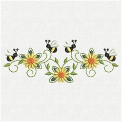 Bees And Flowers Embroidery Design | EmbroideryDesigns.com