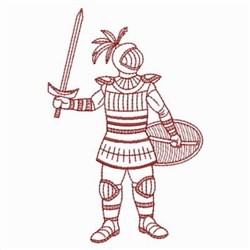 Redwork Medieval Fighter Embroidery Design | EmbroideryDesigns.com