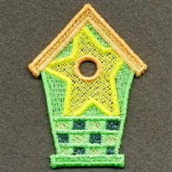 FSL Colorful Birdhouse Embroidery Design | EmbroideryDesigns.com