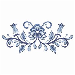 Blue And White Flowers Embroidery Design | EmbroideryDesigns.com