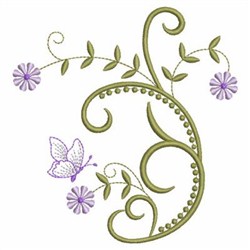 Curlicue Flowers Embroidery Design | EmbroideryDesigns.com