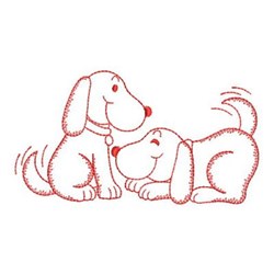 Redwork Friends Dogs Embroidery Design | EmbroideryDesigns.com