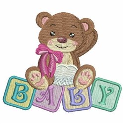 Baby Blocks Bear Embroidery Design | EmbroideryDesigns.com