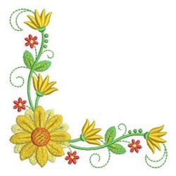 Heirloom Daisy Corner Embroidery Design | EmbroideryDesigns.com