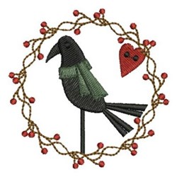 Wreath Crow Embroidery Design | EmbroideryDesigns.com