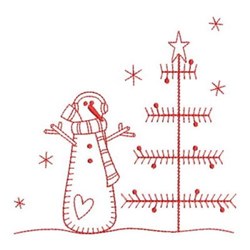 Christmas Snowmen Redwork Embroidery Design | EmbroideryDesigns.com