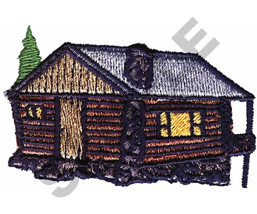 Mountain Cabin Scene Embroidery Designs