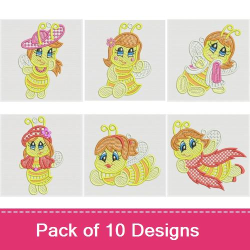 FSL Cute Bees Embroidery design pack by Ace Points, Embroidery Packs on ...