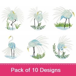 Great Egrets Embroidery design pack by Ace Points | EmbroideryDesigns.com