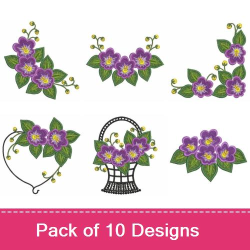 African Violet Embroidery design pack by Ace Points, Embroidery Packs ...