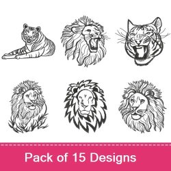 Wild Animal Outlines Embroidery design pack by Ace Points, Embroidery ...