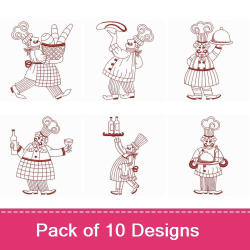 Redwork French Chefs Embroidery design pack by Ace Points ...