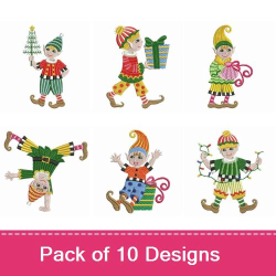 Joyful Elf Embroidery design pack by Ace Points | EmbroideryDesigns.com
