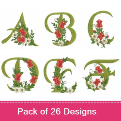 Rose Alphabet Embroidery design pack by Ace Points, Embroidery Packs on ...