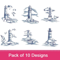 Toile Lighthouse Scene Embroidery design pack by Ace Points ...
