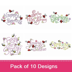 Happy Spring Embroidery design pack by Ace Points, Embroidery Packs on ...