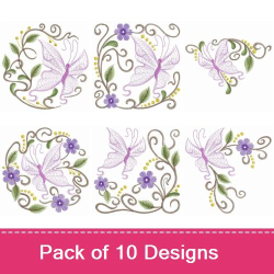 Rippled Butterflies 3 Embroidery design pack by Ace Points, Embroidery ...