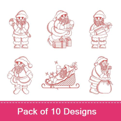 Redwork Santa Claus Embroidery design pack by Ace Points ...