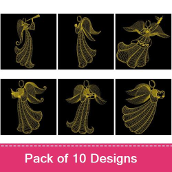 Golden Rippled Angels Embroidery design pack by Ace Points, Embroidery ...