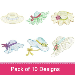 Rippled Fashion Hats Embroidery design pack by Ace Points, Embroidery ...