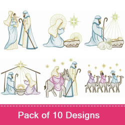 Rippled Nativity 2 Embroidery design pack by Ace Points, Embroidery ...