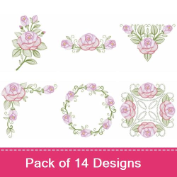 Rippled Sweet Roses Embroidery design pack by Ace Points, Embroidery ...
