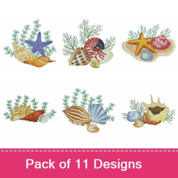Seashells 4 Embroidery design pack by Ace Points, Embroidery Packs on ...