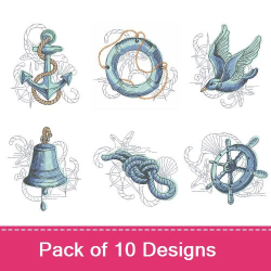 Sketched Nautical 2 Embroidery design pack by Ace Points, Embroidery Packs on EmbroideryDesigns ...