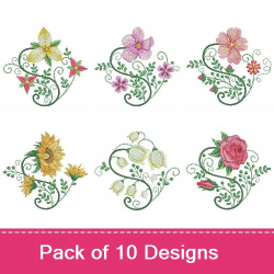 Floral Fantasy Blocks Embroidery design pack by Ace Points, Embroidery ...