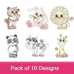Rippled Baby Animals 3 Embroidery design pack by Ace Points, Embroidery ...