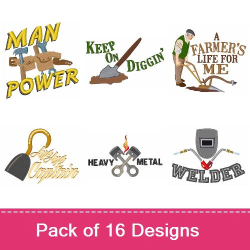 Working Hard Embroidery design pack by Ann The Gran, Embroidery Packs ...