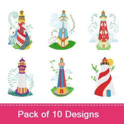 Lighthouses Embroidery design pack by Artsy Knots, Embroidery Packs on ...