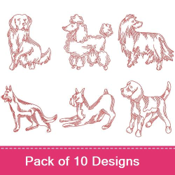 Redwork Dogs Embroidery design pack by Artsy Knots, Embroidery Packs on ...