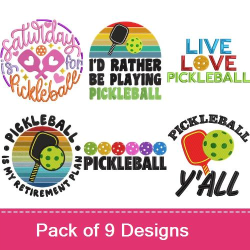 Pickleball Embroidery design pack by Artsy Knots | EmbroideryDesigns.com