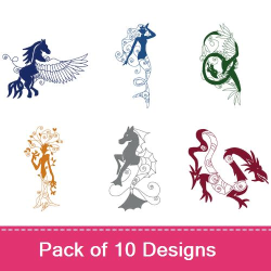 Mythological Creatures Embroidery design pack by Artsy Knots ...