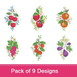 Fruit Diamonds Embroidery design pack by Artsy Knots, Embroidery Packs ...