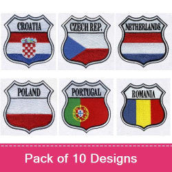 Country Flag Shields Embroidery design pack by Bella Mia Designs ...