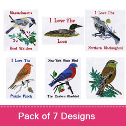 American State Birds Embroidery design pack by Bella Mia Designs ...