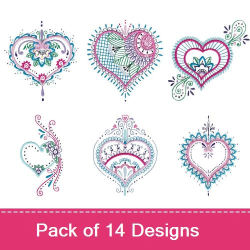 Mehndi Hearts 5x7 6x10 Embroidery design pack by Bunnycup Embroidery ...
