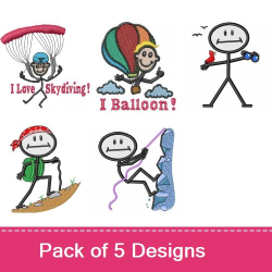 Stick Figure Outdoor Hobbies Embroidery design pack by Busybodies ...