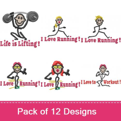 Fitness Embroidery design pack by Busybodies, Embroidery Packs on ...